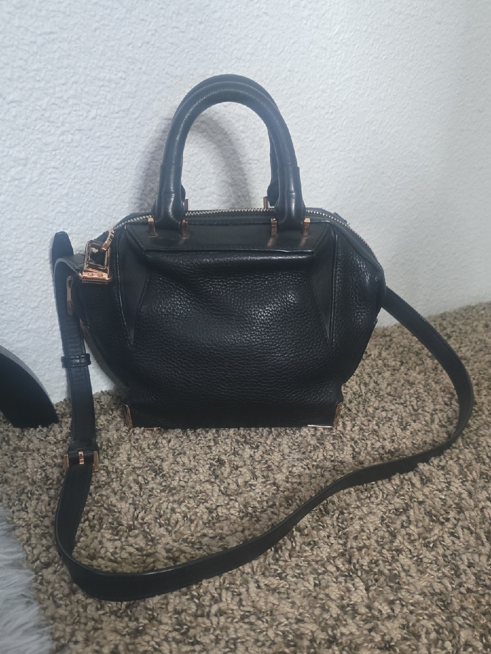 Alexander Wang | Bags | Alexander Wang Black Pebbled Leather Tophandle ...